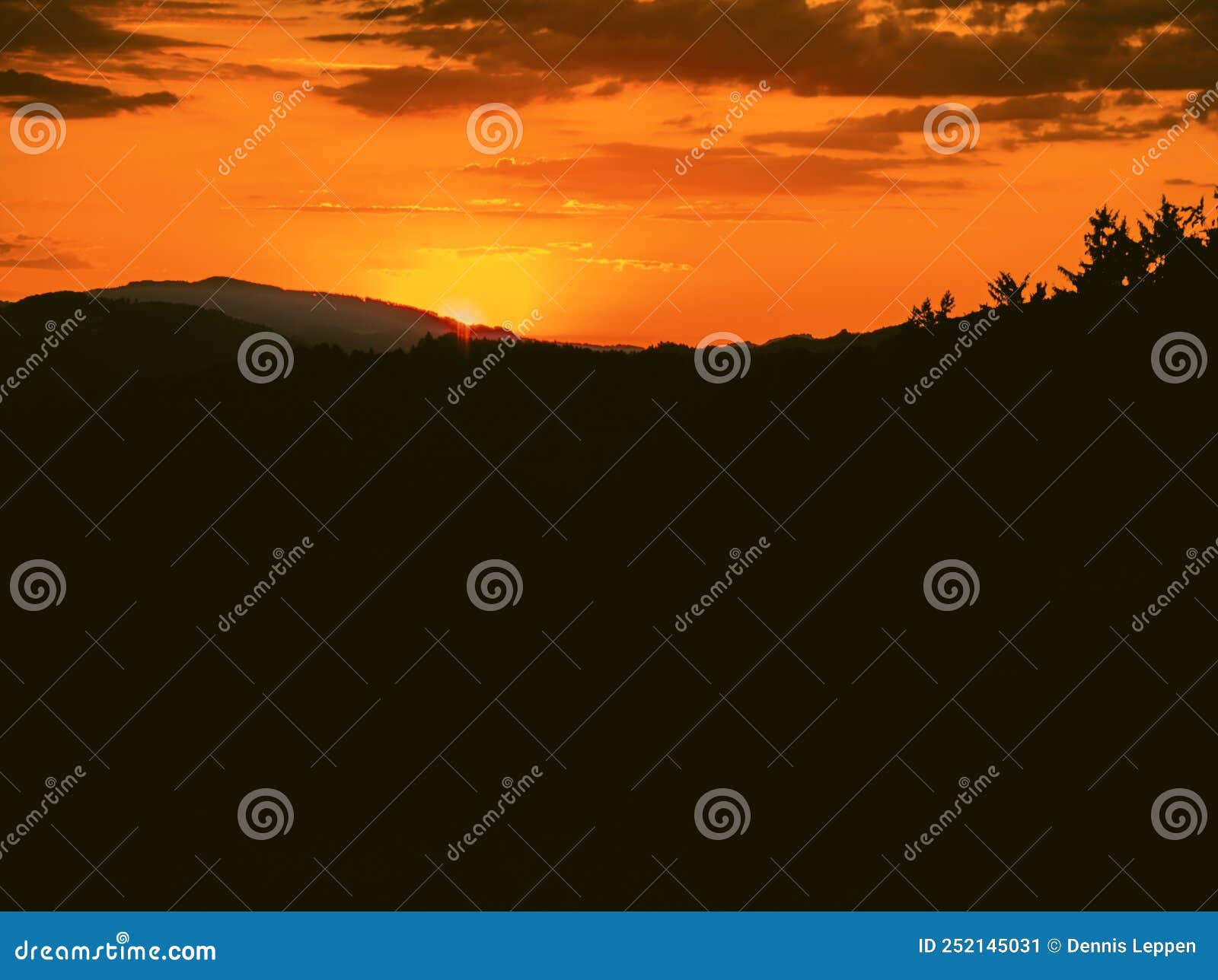 Silhouette Mountain Sunset Picture Stock Image - Image of evening, dusk ...