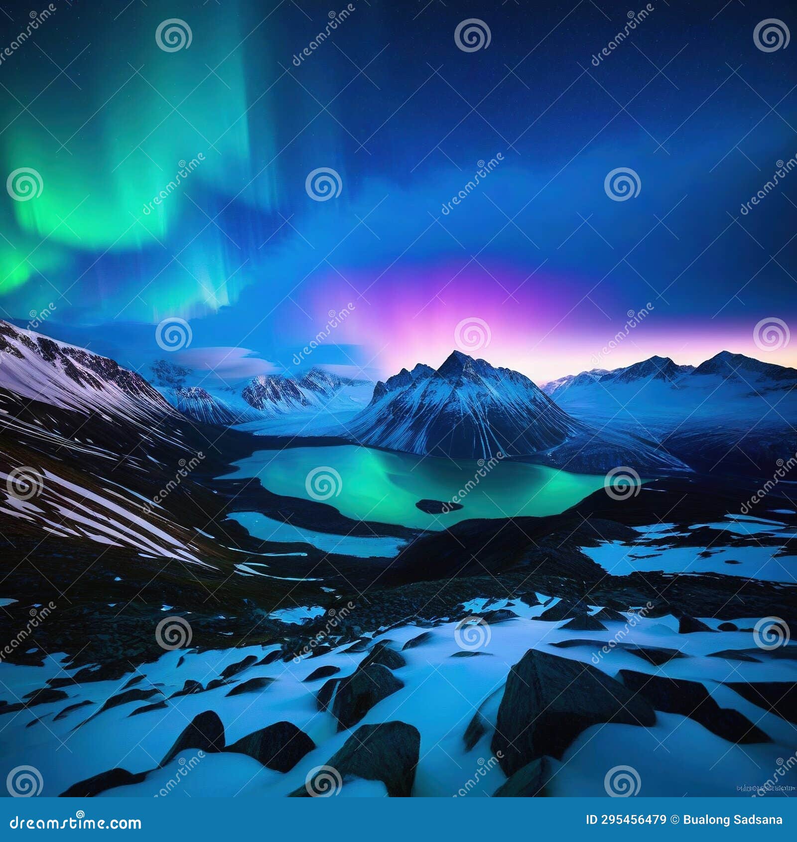 Silhouette of a in the Mountains Watching the Beautiful Aurora Borealis ...