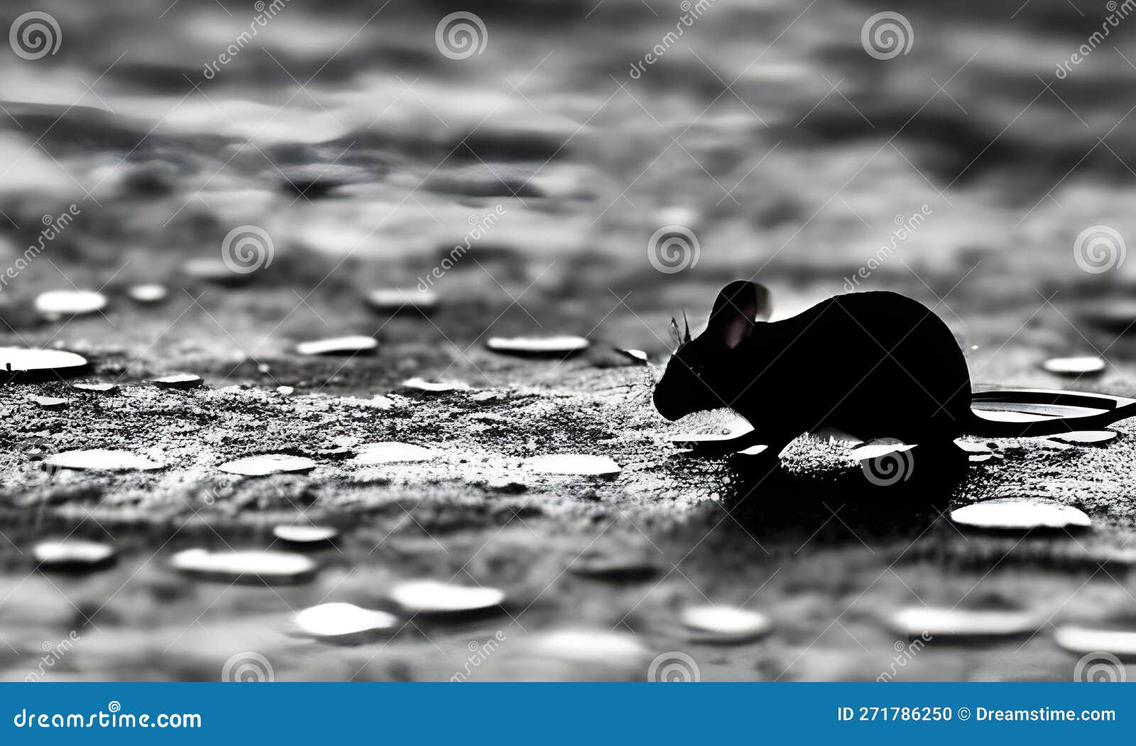 Silhouette of a Mouse in Rain Stock Illustration - Illustration of cute ...