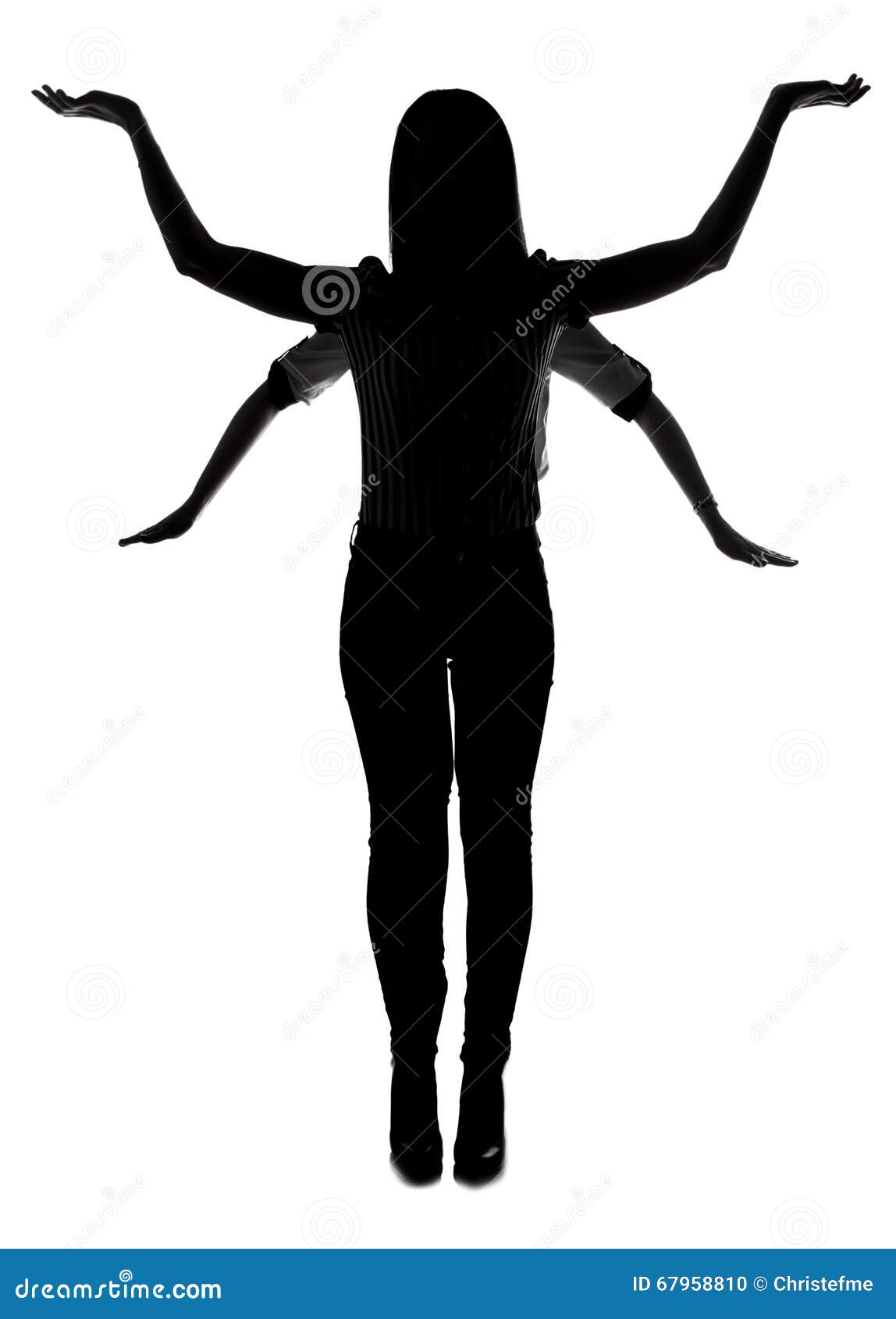 Silhouette of Multi-armed Woman Stock Photo - Image of anonymous ...