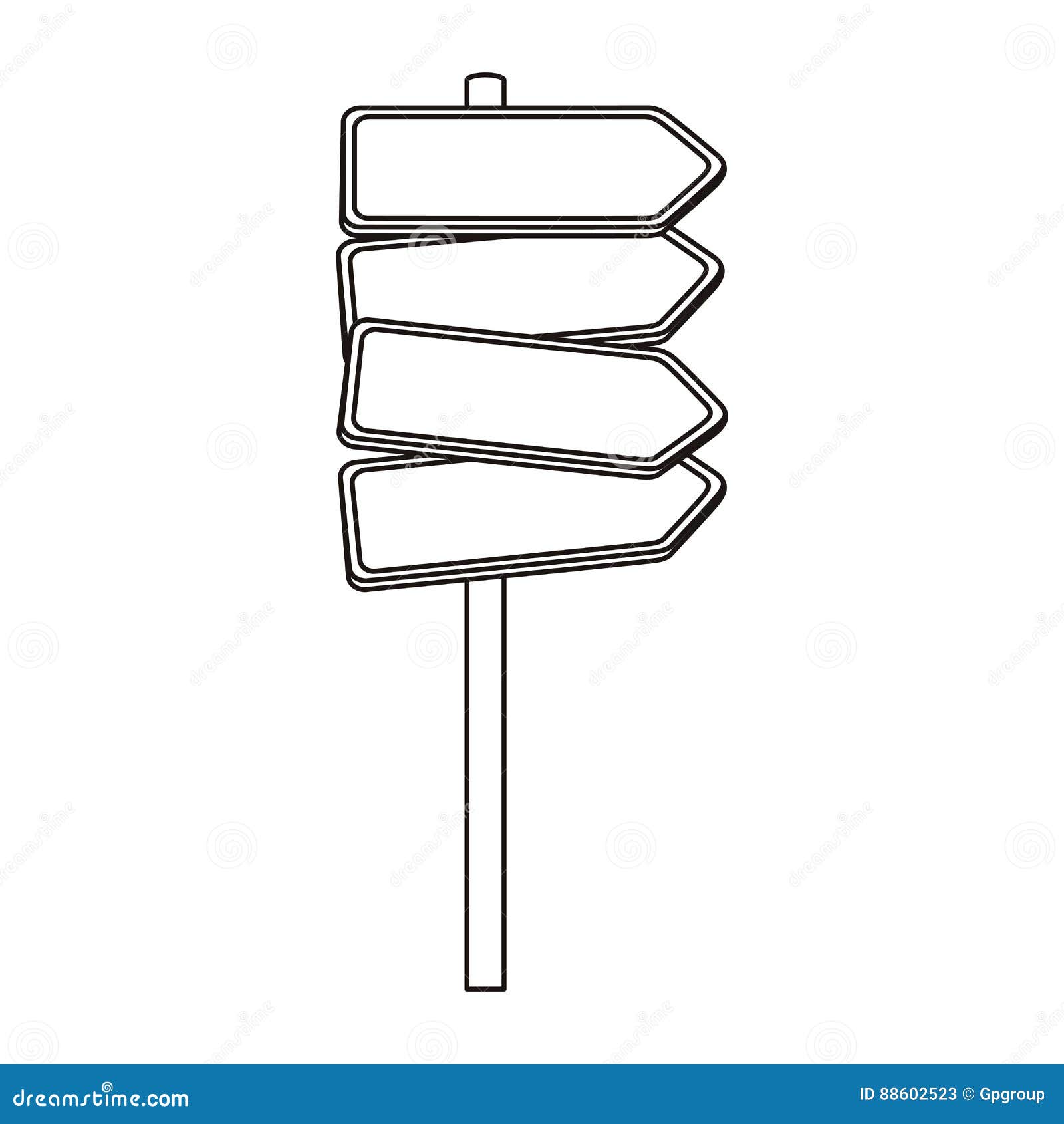 Silhouette Multidirectional Metallic Plaque Road Sign Stock ...