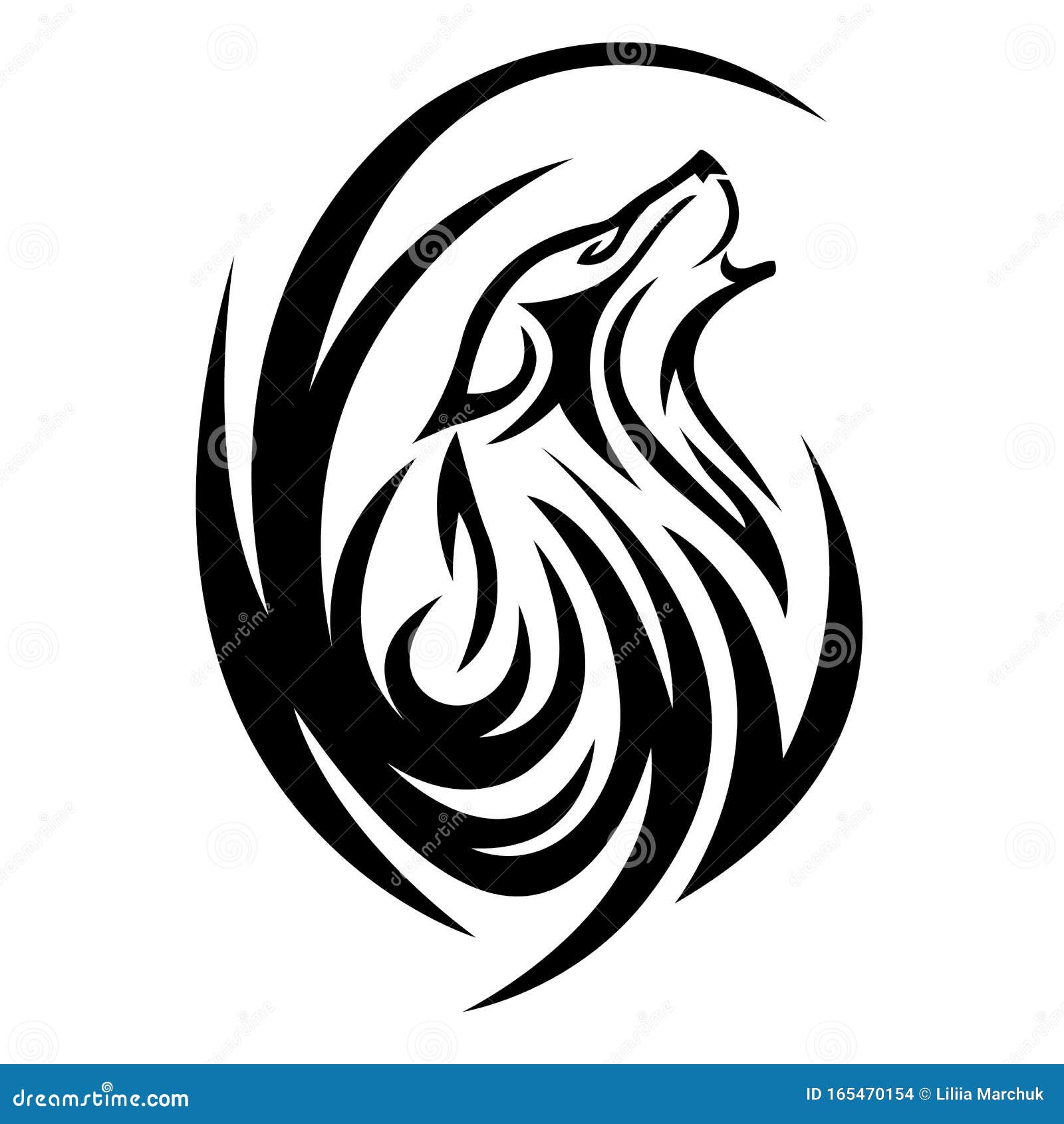 Howling Wolf Head Tattoo