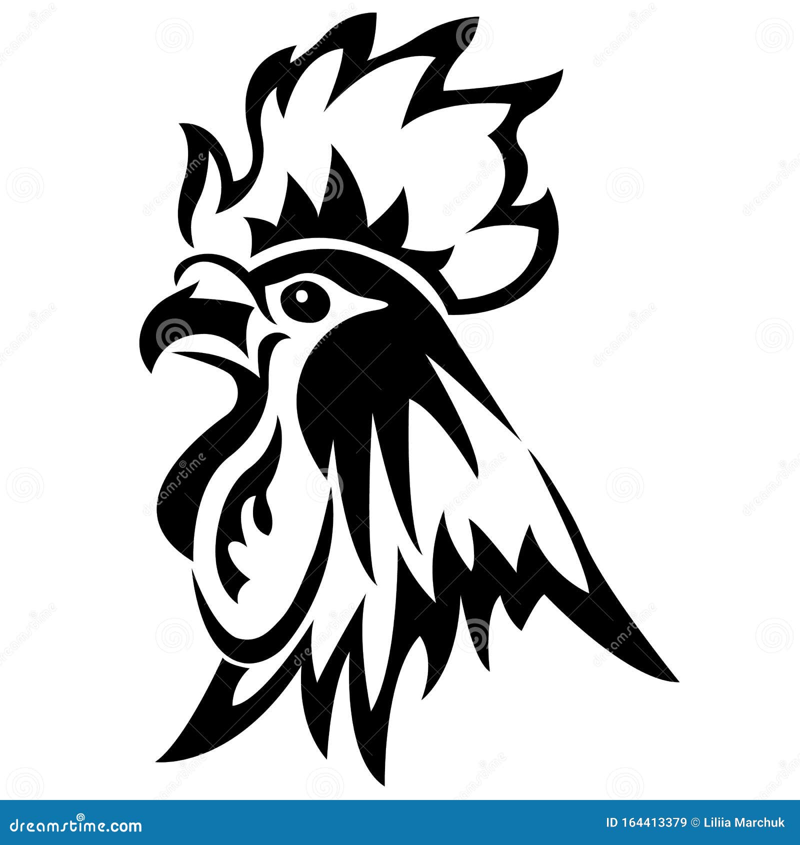 The Silhouette of the Muzzle of a Rooster Chicken, Painted Black ...