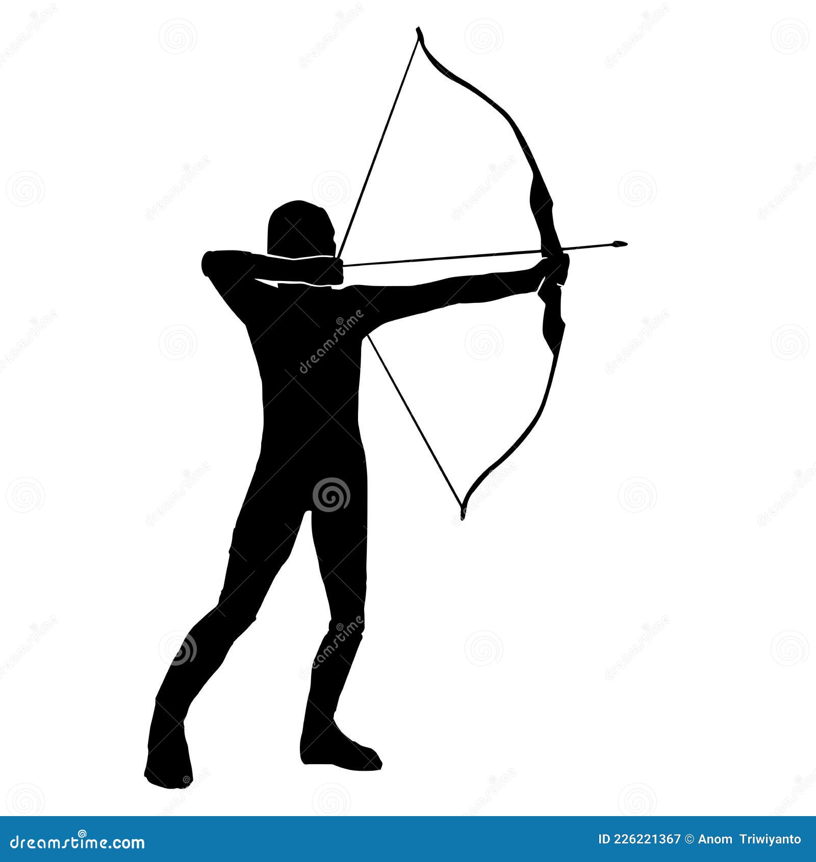 Silhouette of Native Indian Male Archer Warrior in Action Stock Vector ...