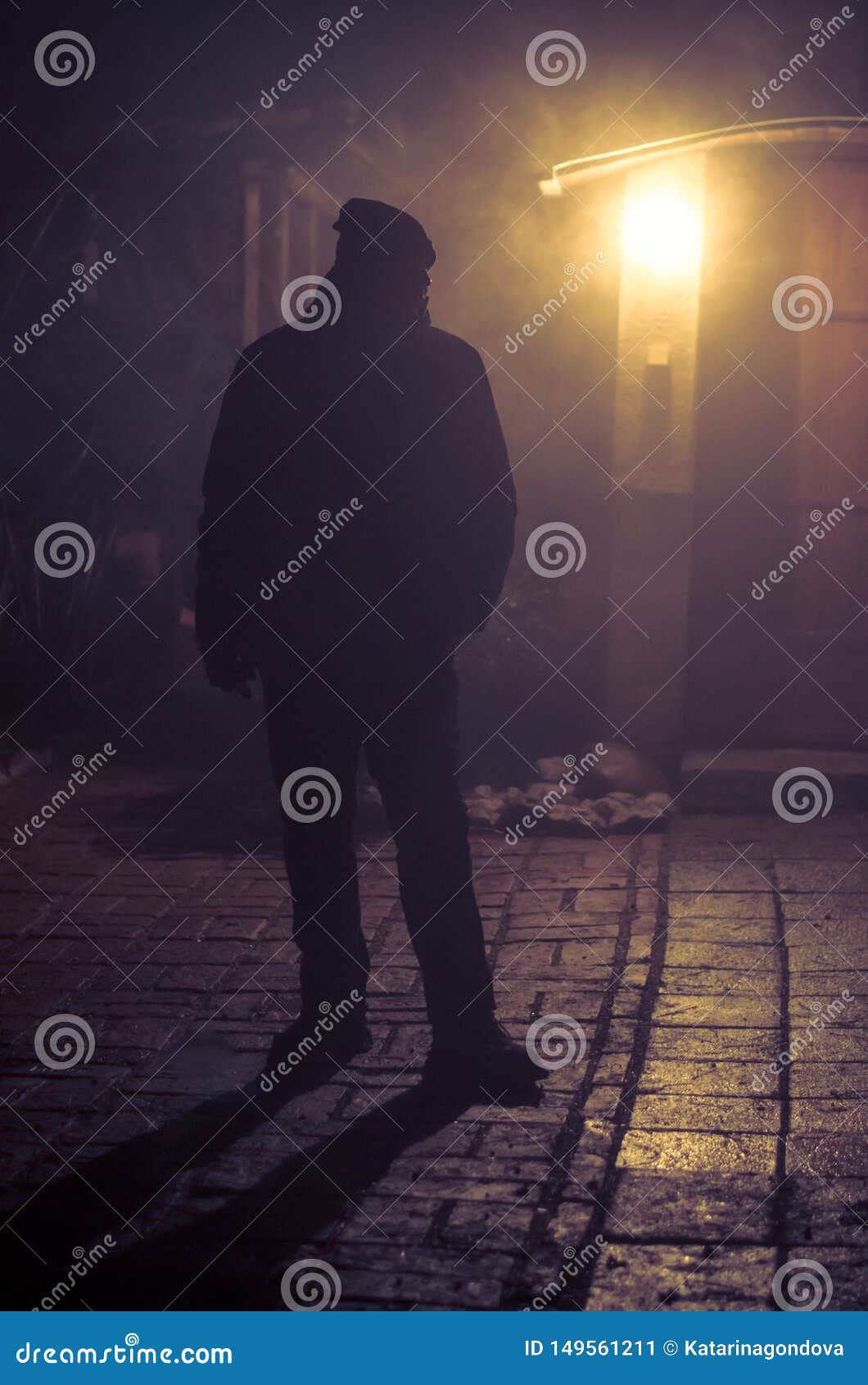 Silhouette at Night with Backlight Stock Image - Image of male ...