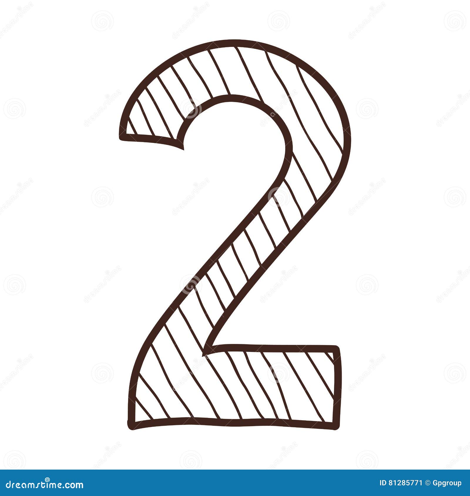 Silhouette Number Two Design Over Striped Stock Illustration ...