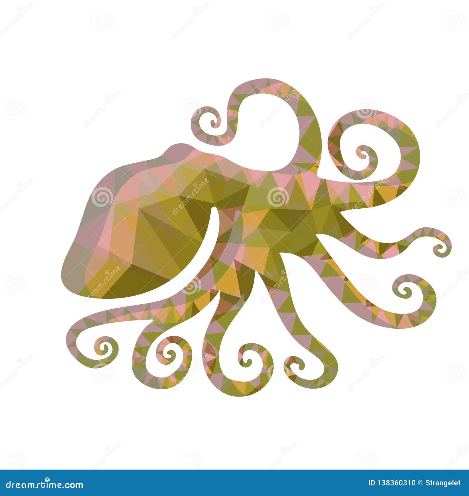 Silhouette of Octopus with Low Poly Pattern Stock Illustration ...