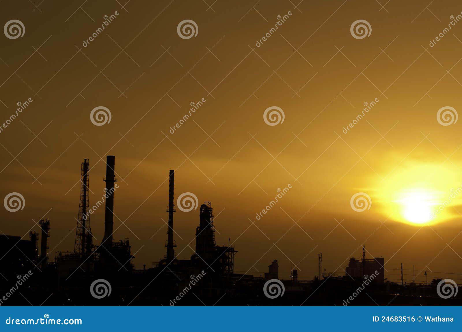 Silhouette Oil Refinery stock photo. Image of refinery - 24683516