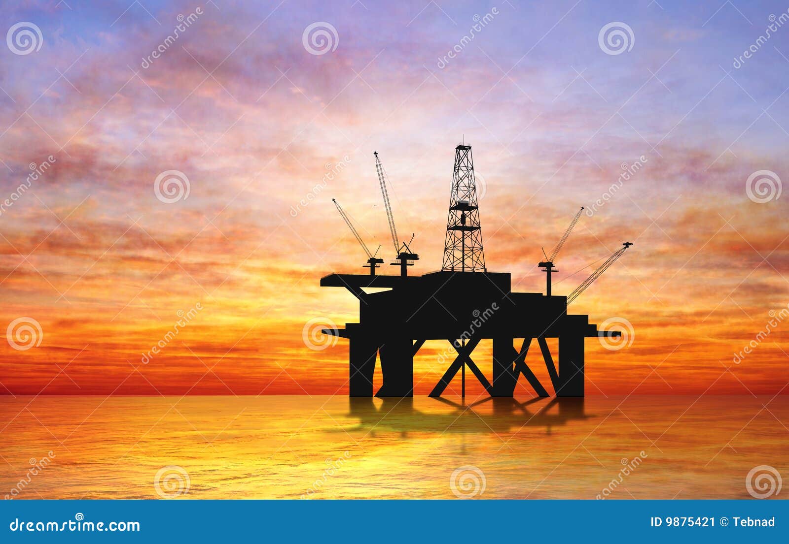 Silhouette oil rig stock illustration. Illustration of industrial - 9875421