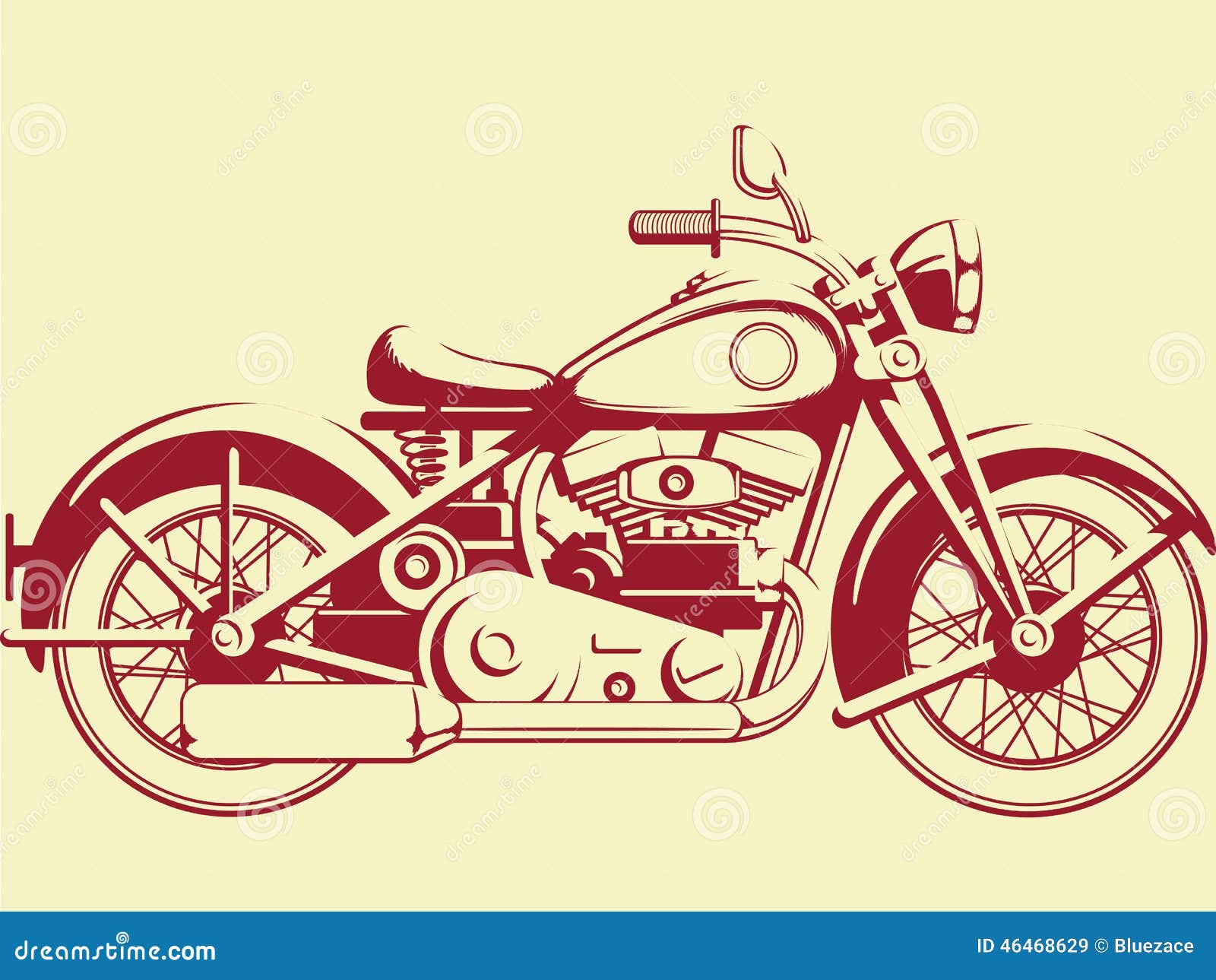 Silhouette of Old Motorcycle - Profile View Stock Vector - Illustration ...