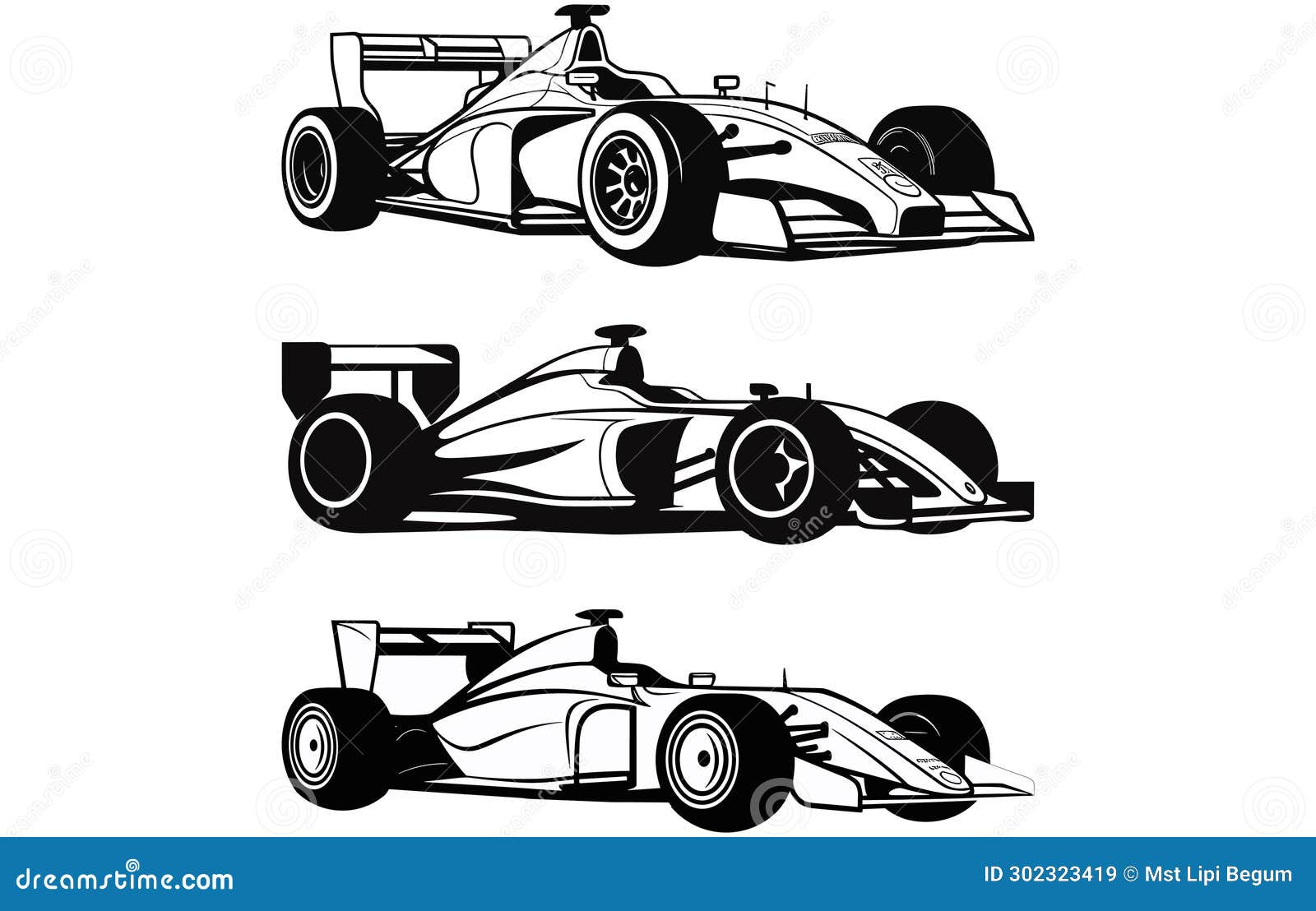 Silhouette of Open Wheel Car. Open Wheel Formula Racing Car Vector ...