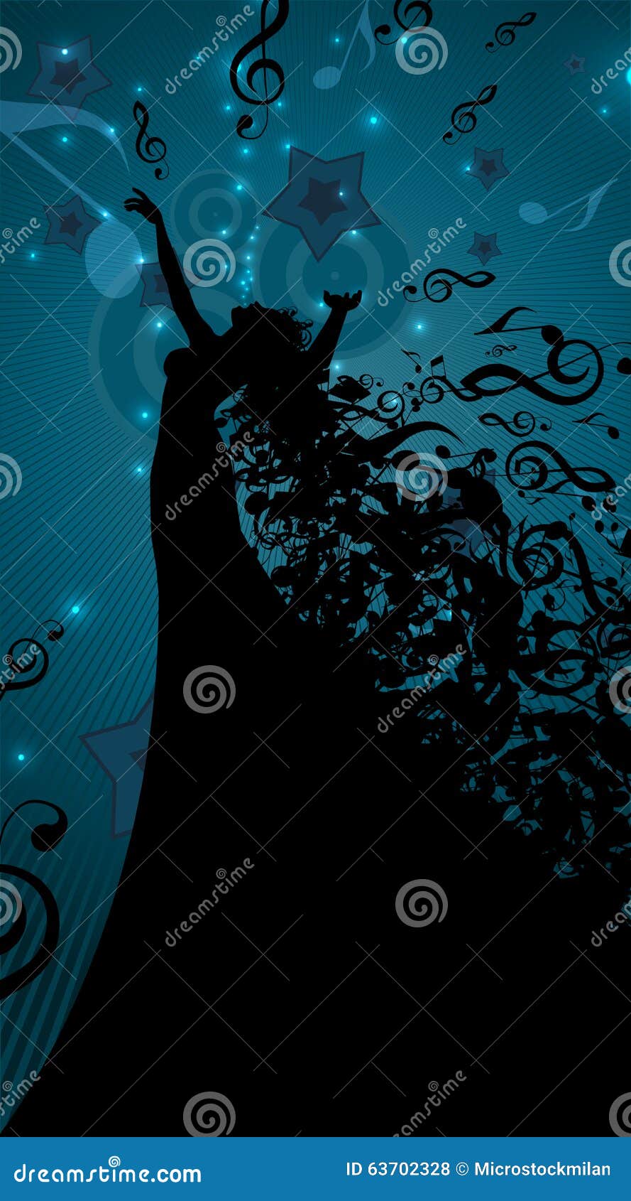 Silhouette Of Opera Singer And Musical Symbols Vector Illustration ...