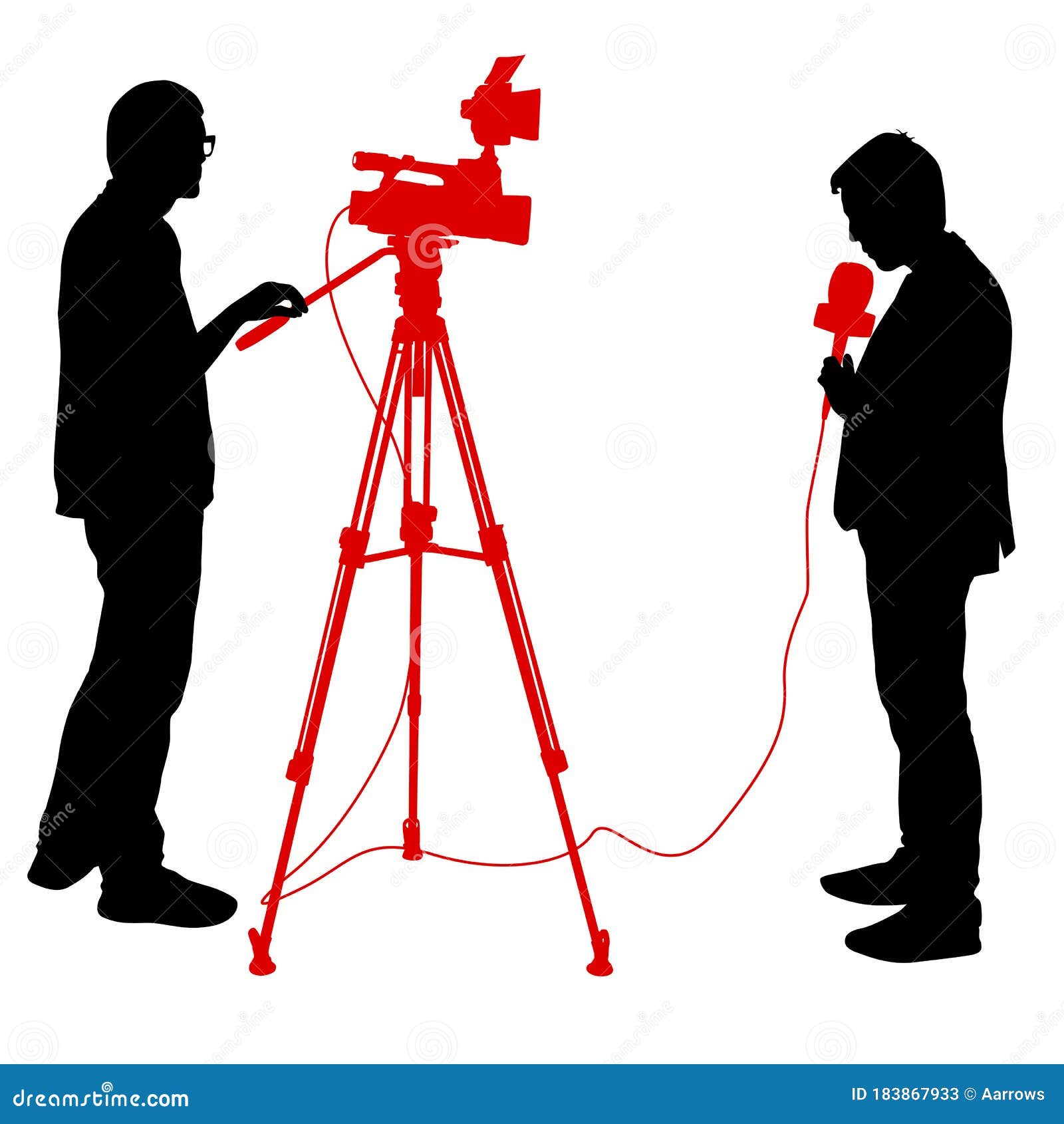 Silhouette Operator Removes Journalist With Microphone On A White ...