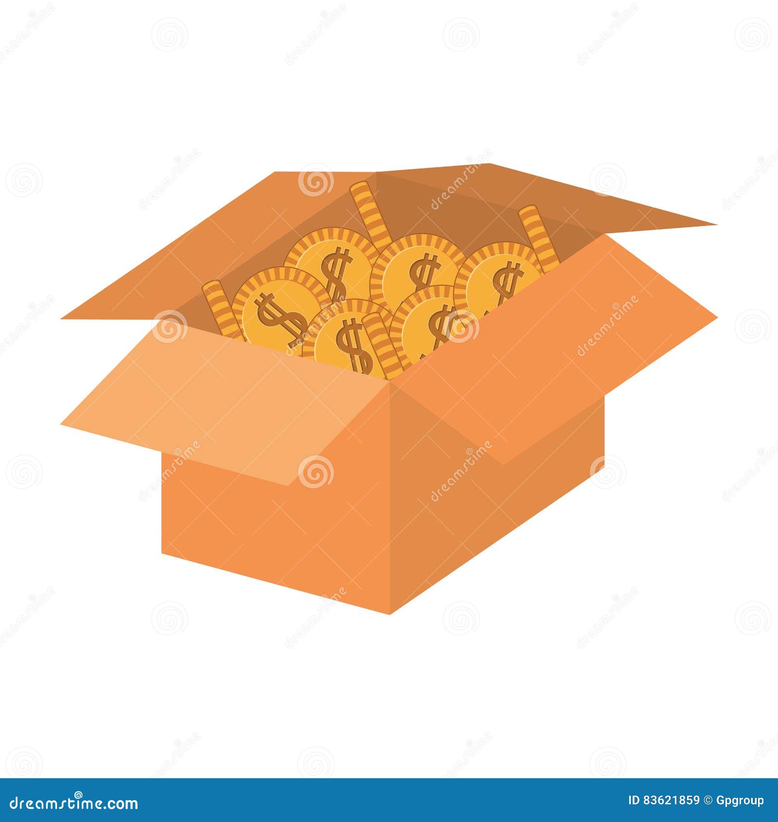 Silhouette Packing Open With Coins And Dollars Vector Illustration ...