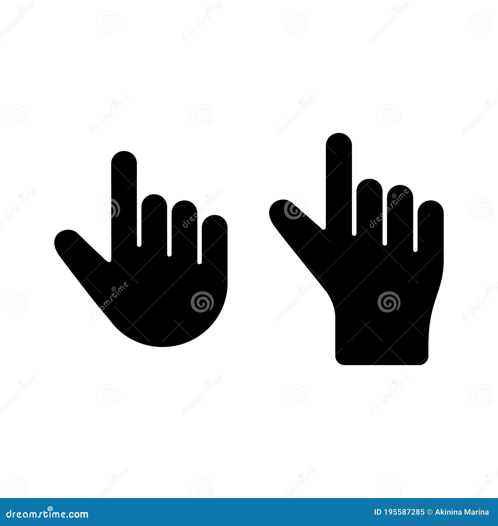 Palm With Index Finger. Two Different Hand. Set Of Touch Or Click ...