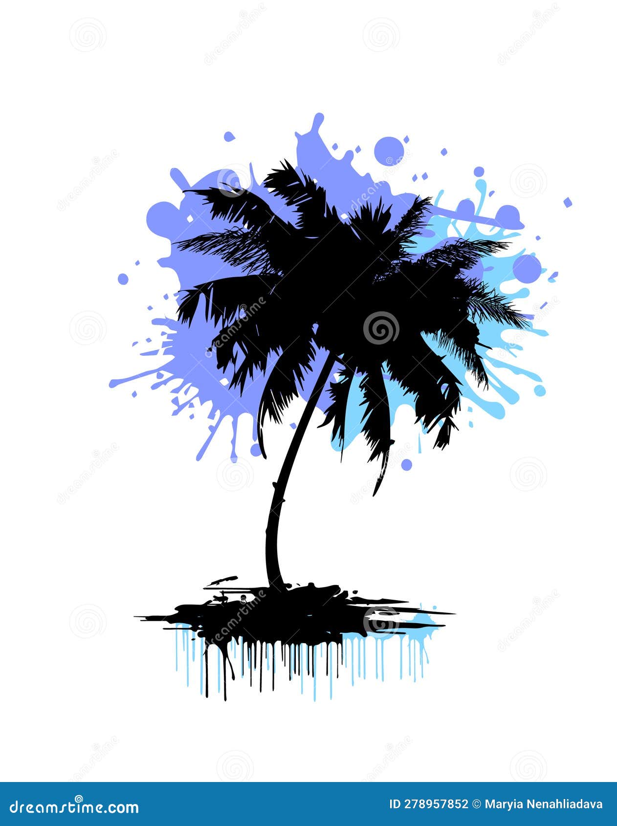 Silhouette of a Palm Tree and Blots. Graffiti Style Stock Vector ...