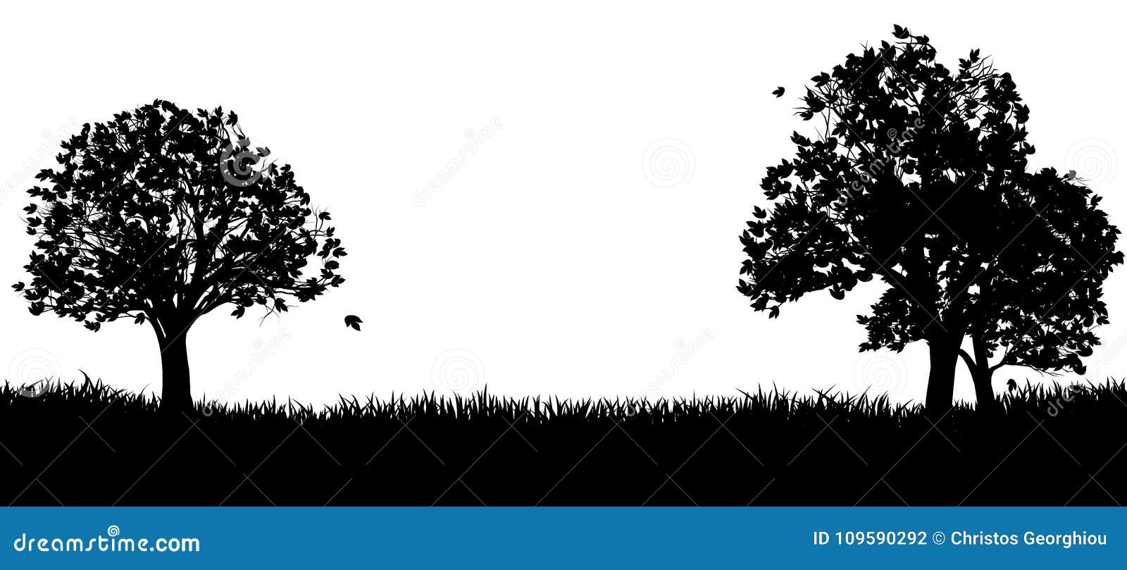 Silhouette Park or Field and Trees Stock Vector - Illustration of ...