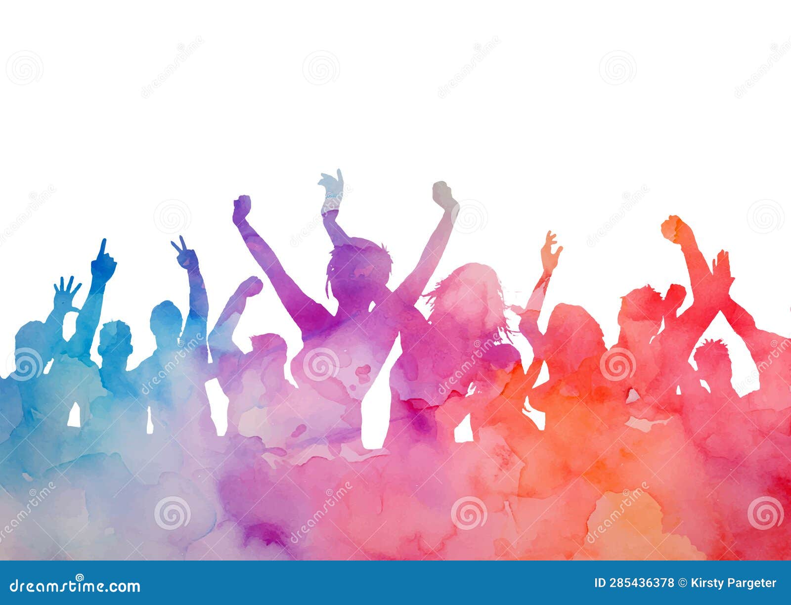 Silhouette of a Party Audience in a Watercolour Texture Stock Vector ...