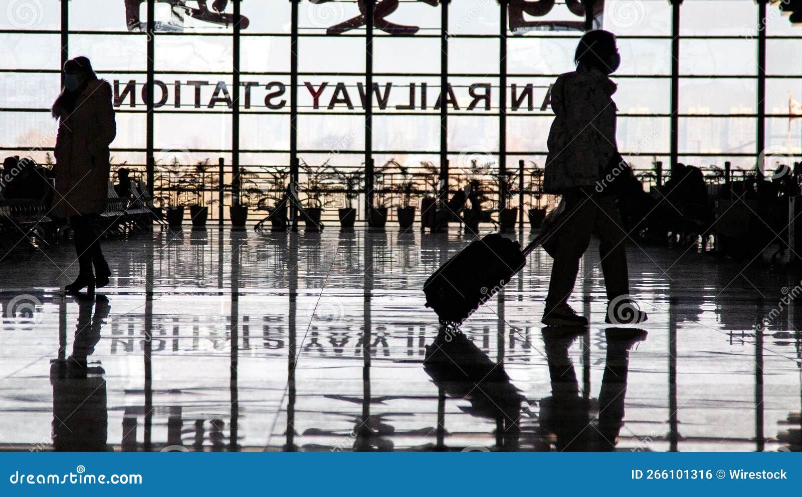 Silhouette of Passengers Inside the Strain Station. Stock Photo - Image ...