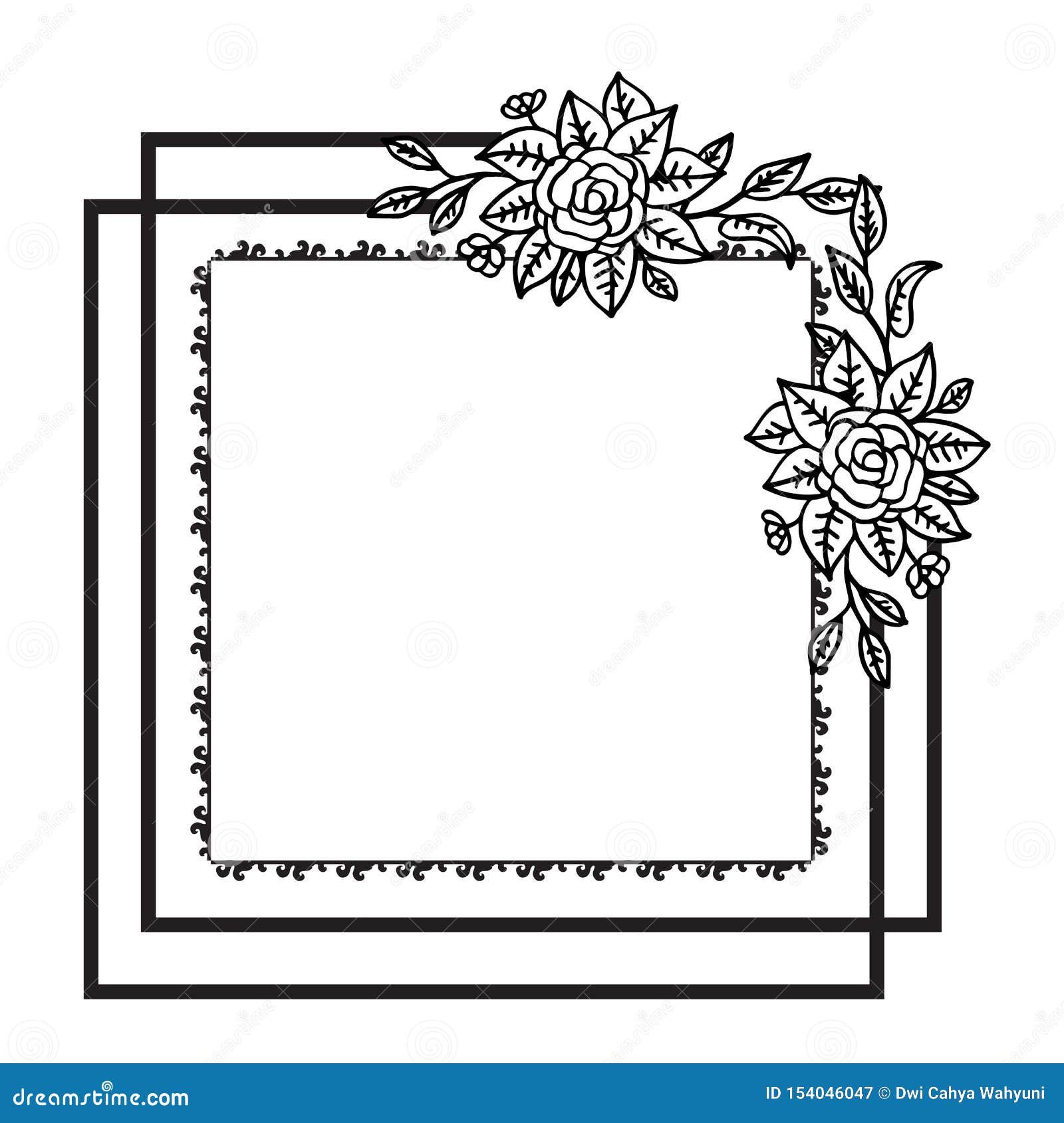 Silhouette with Pattern of Beautiful Frame, Decorative Art Unique ...