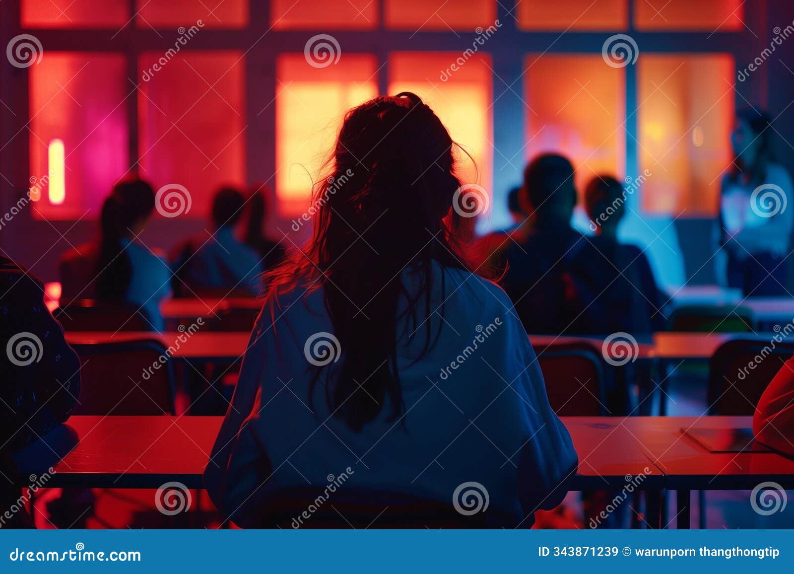 Silhouette of People Attending Night Classes for Skill Development ...