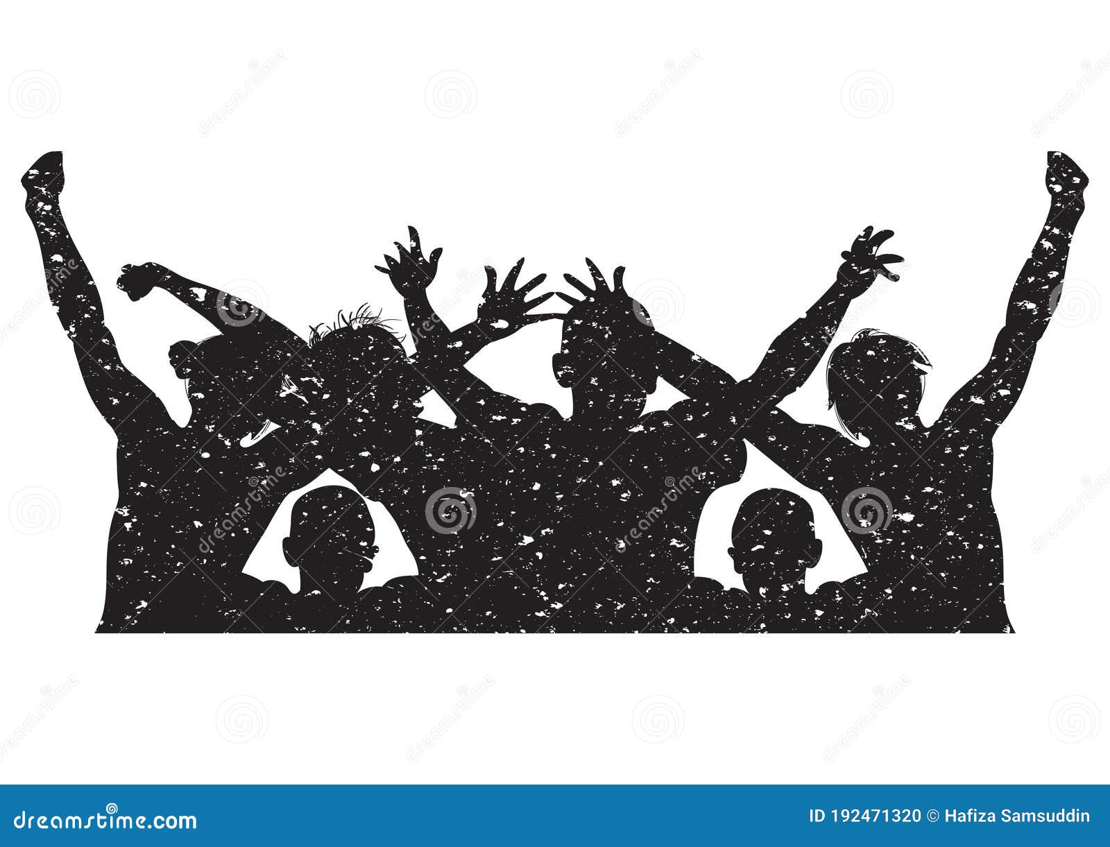 Silhouette of People Cheering. Vector Illustration Decorative Design ...