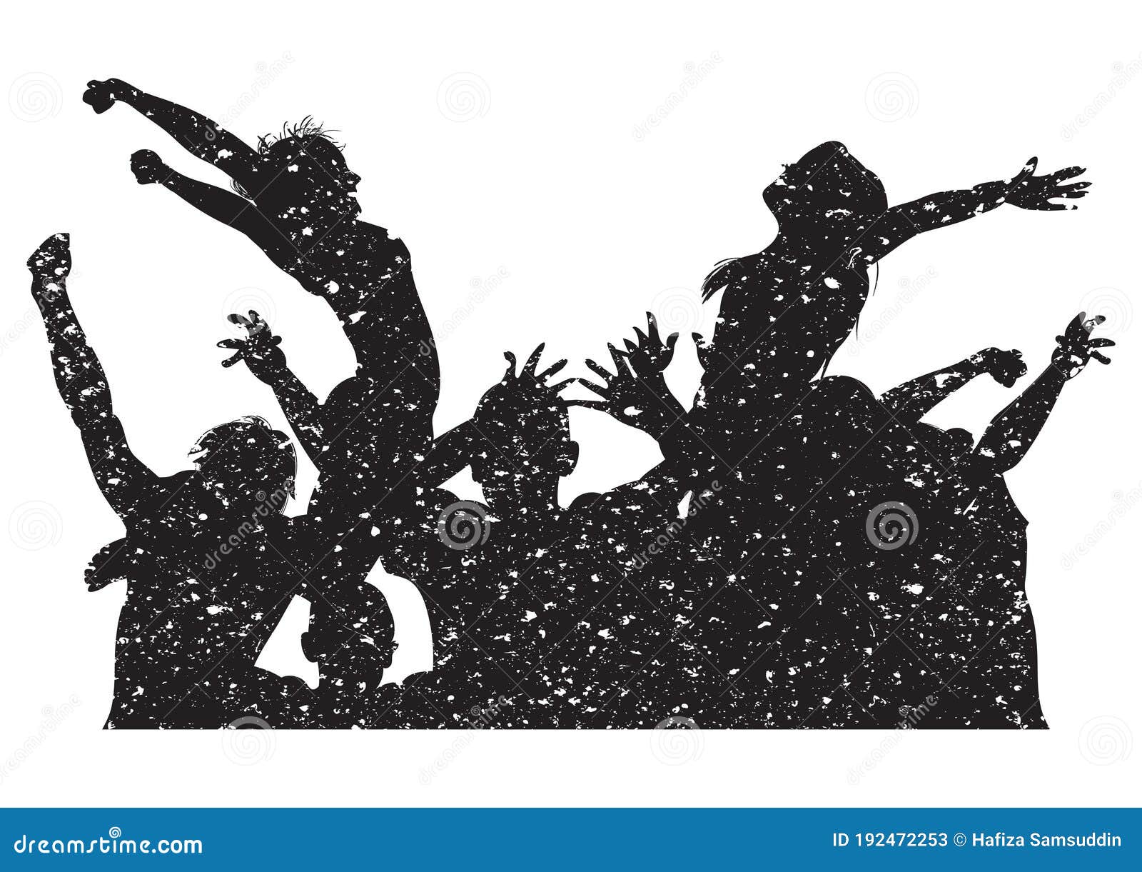 Silhouette of People Cheering. Vector Illustration Decorative Design ...