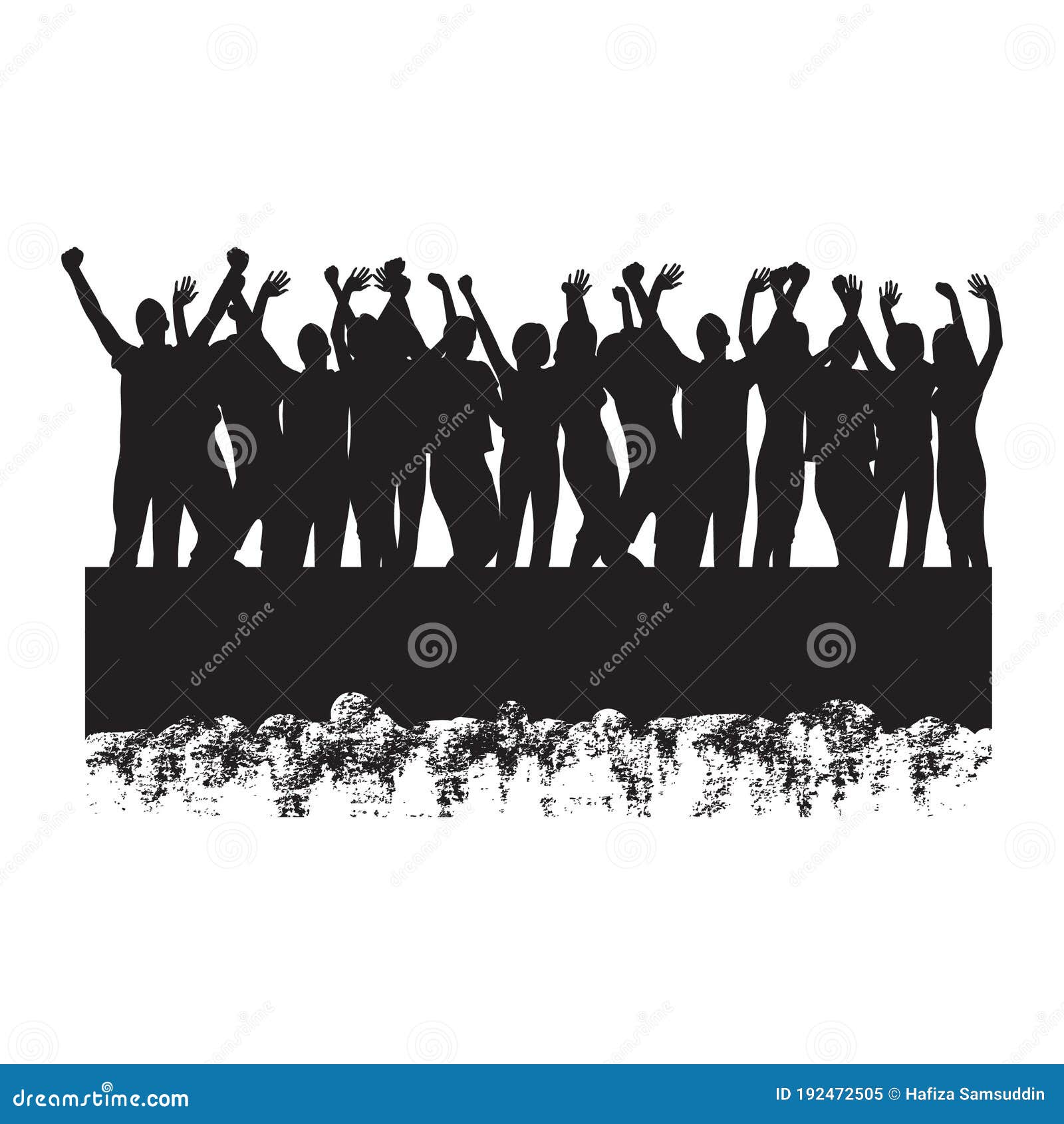 Silhouette of People Cheering. Vector Illustration Decorative Design ...