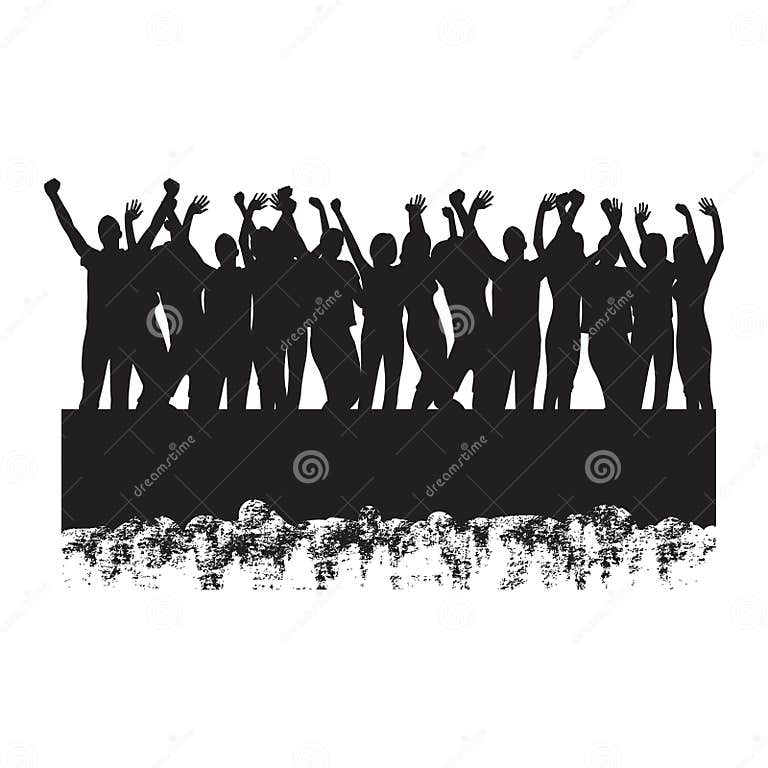 Silhouette of People Cheering. Vector Illustration Decorative Design ...