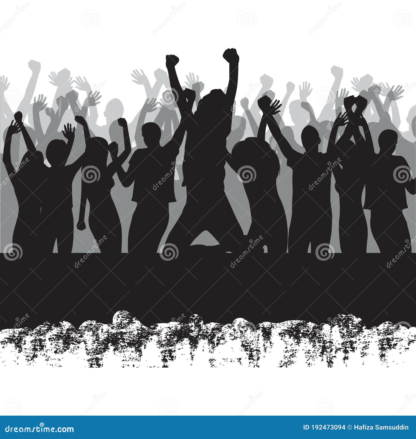 Silhouette of People Cheering. Vector Illustration Decorative Design ...