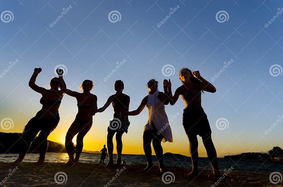 Silhouette of People Dancing on Beach Stock Image - Image of crowd ...