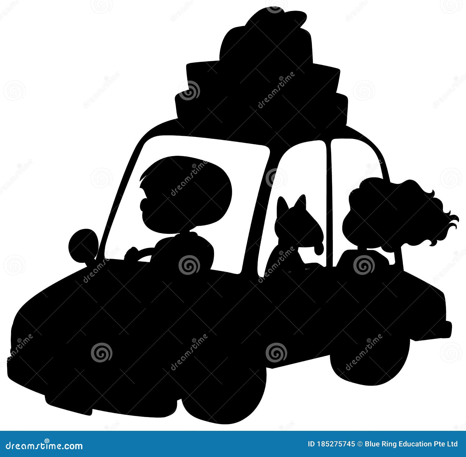Silhouette People Driving in the Car on White Background Stock Vector ...