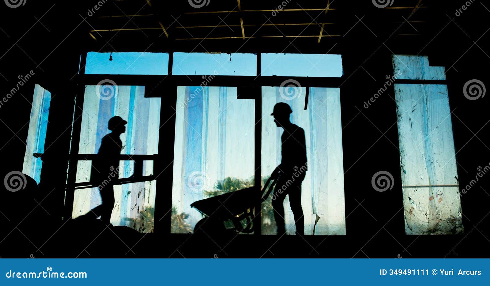 Silhouette, People and Engineering with Construction Site, Teamwork and ...