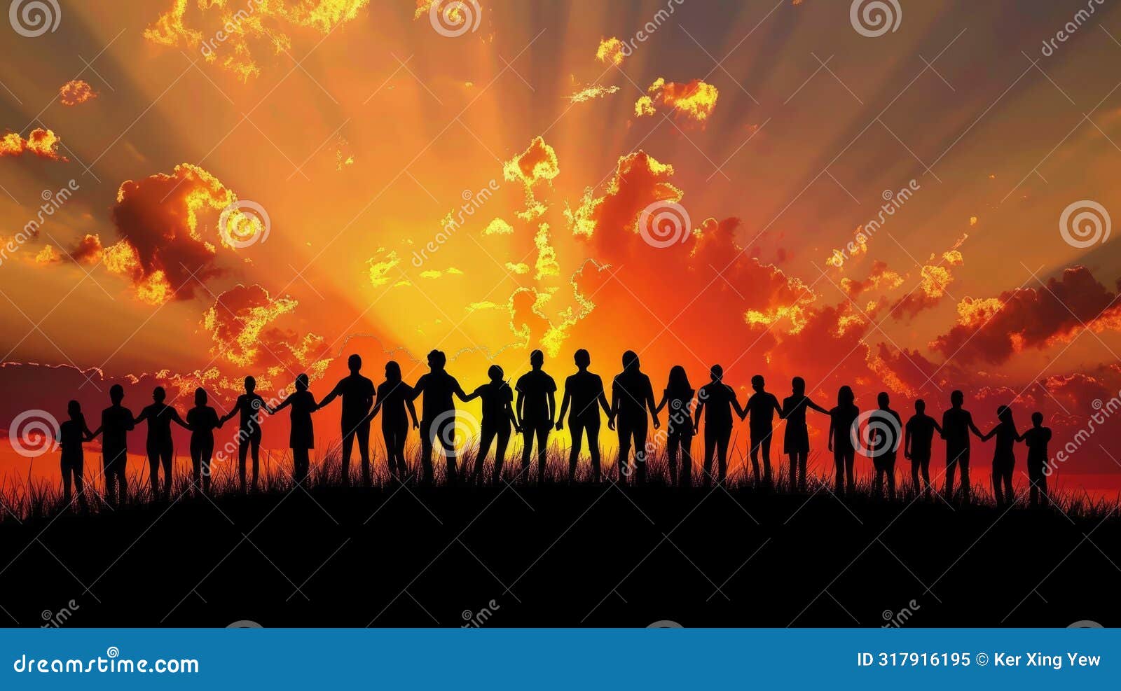 Silhouette of People Standing Together Against a Backdrop of Unity ...