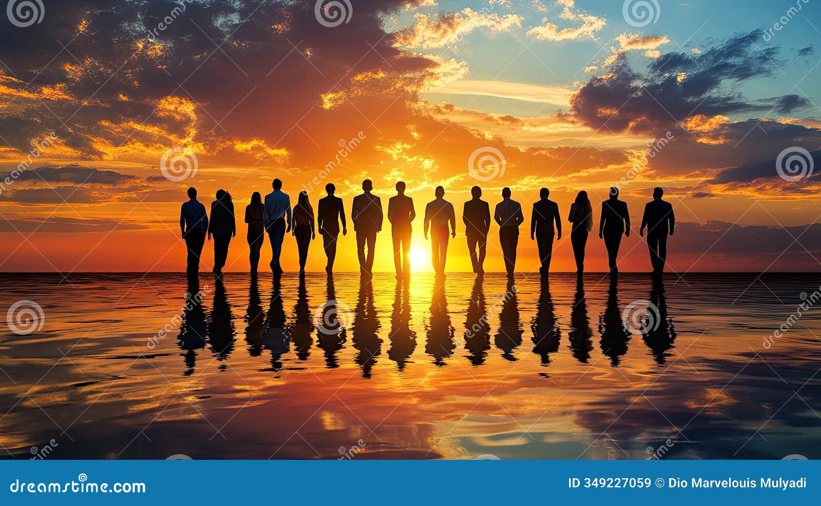 Silhouette of People at Sunset. Teamwork, Community, and Unity Concept ...