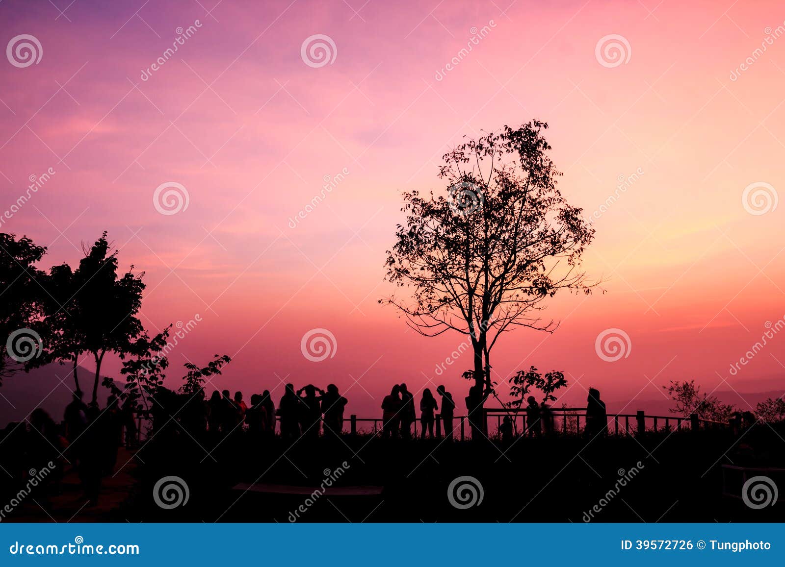 Silhouette People on Sunset View Point Stock Photo - Image of together ...