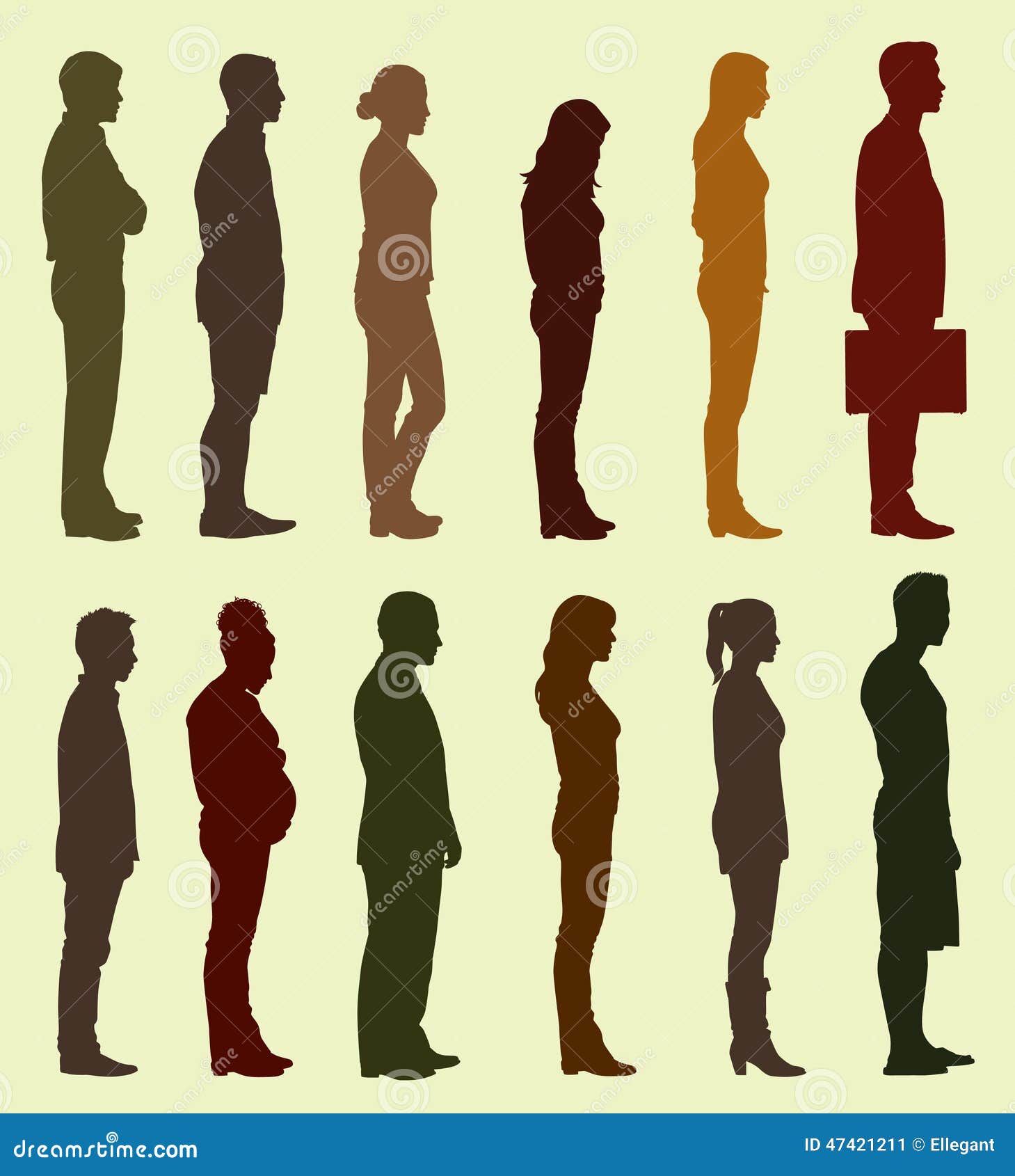 Silhouette of People Waiting in Line Stock Vector - Illustration of ...