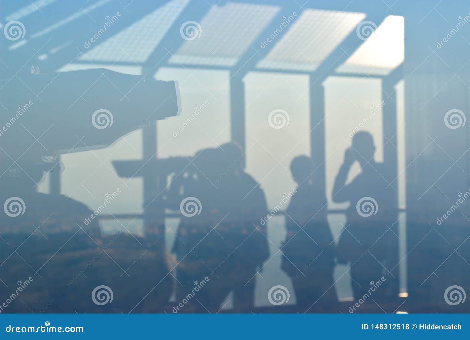 Silhouette of a People Watching through Telescope on Observation Tower ...