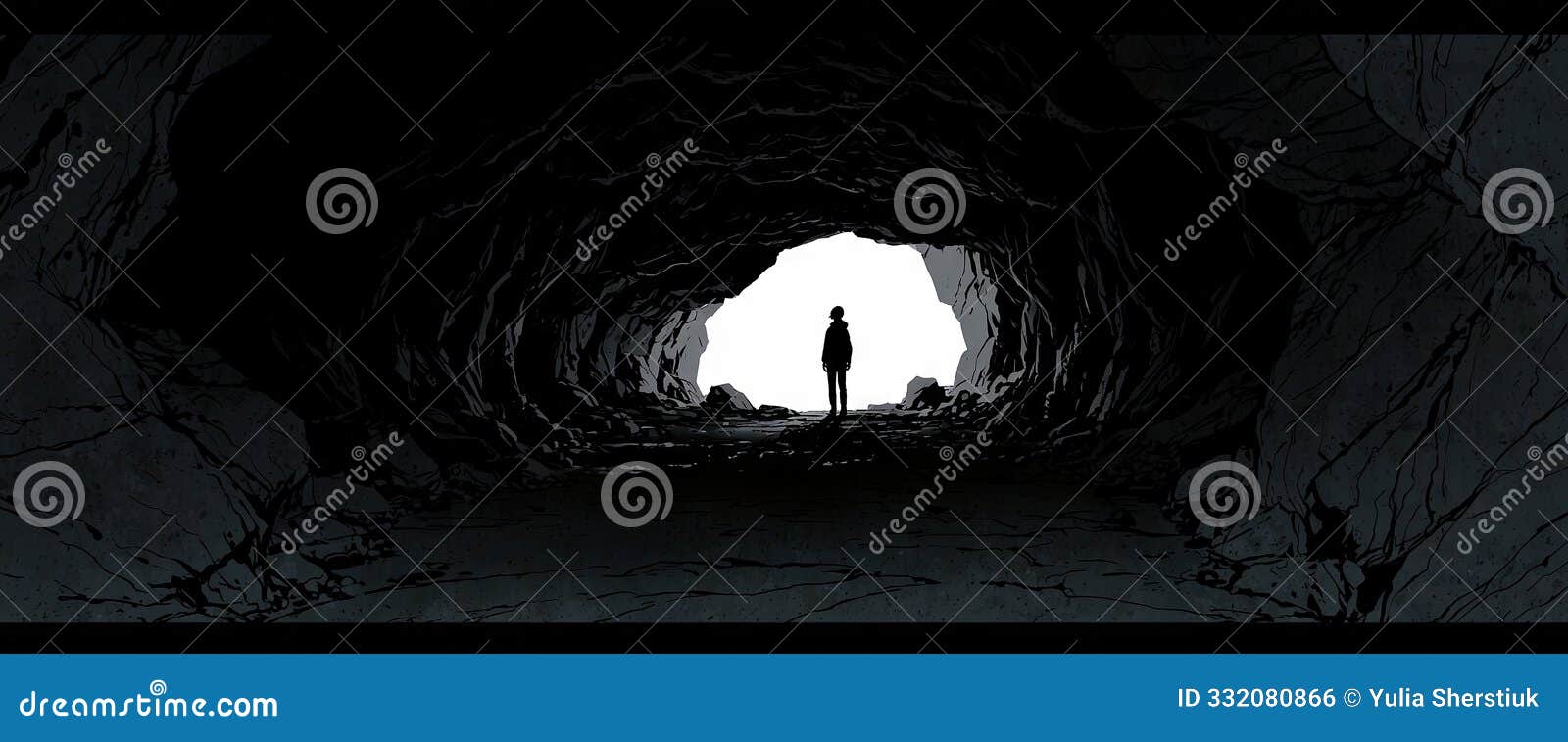 Silhouette of a Person Silhouette of a Person in a Cave. Anime Style ...