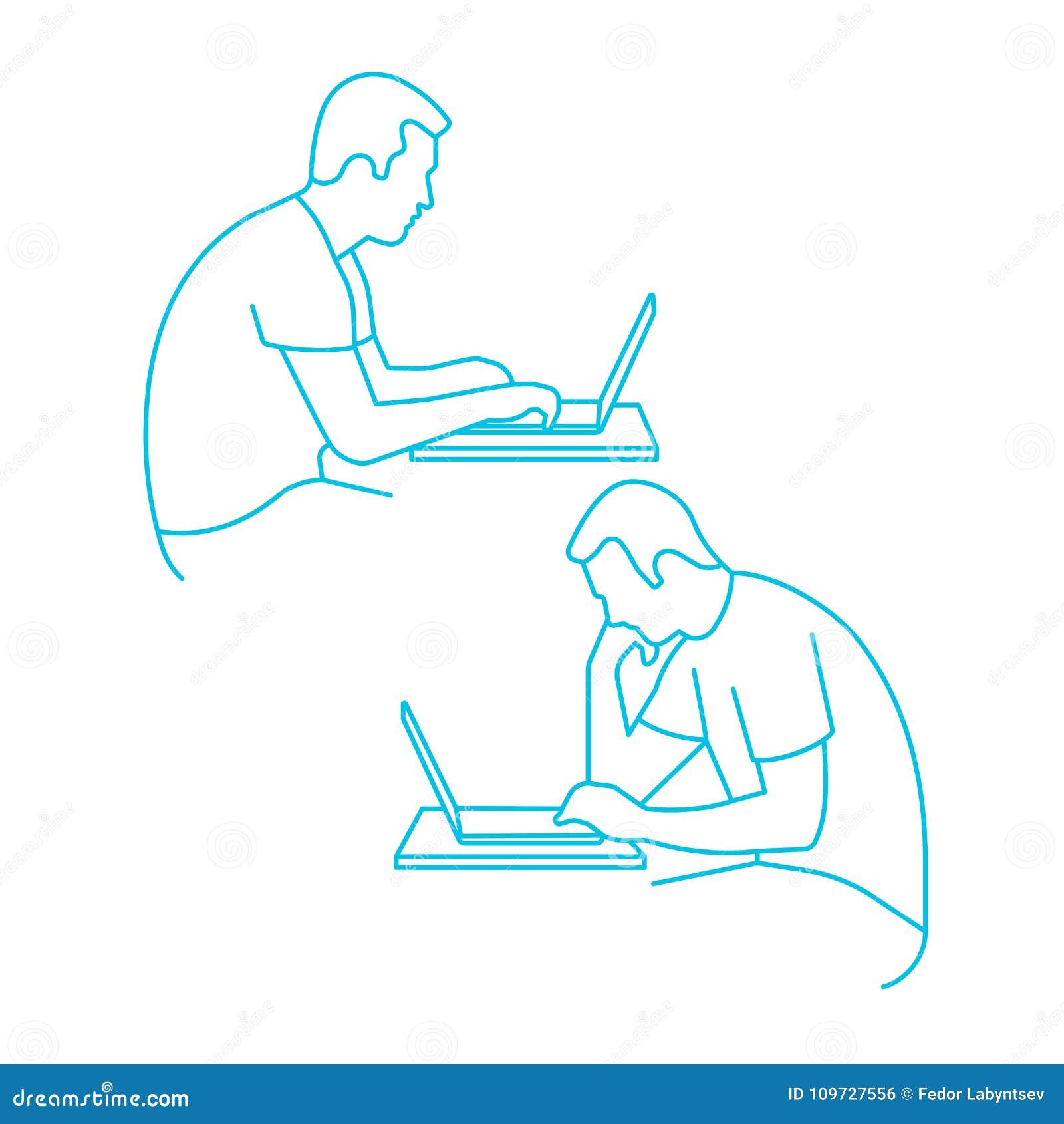 Silhouette of the Person at the Computer Stock Vector - Illustration of ...