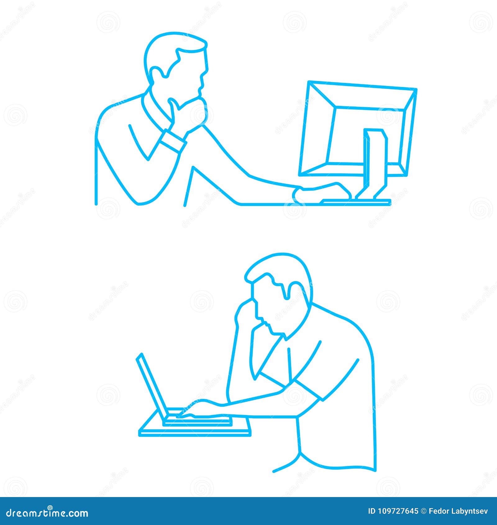 Silhouette of the Person at the Computer Stock Vector - Illustration of ...