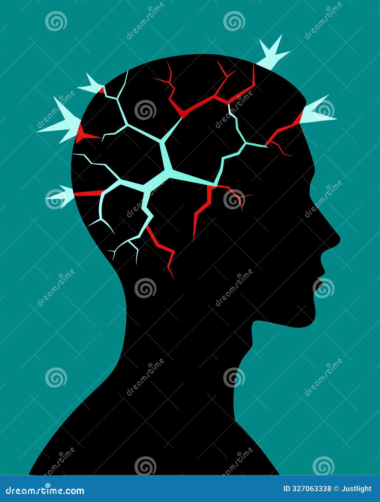 A Silhouette of a Person with a Cracked and Damaged Brain Symbolizing ...