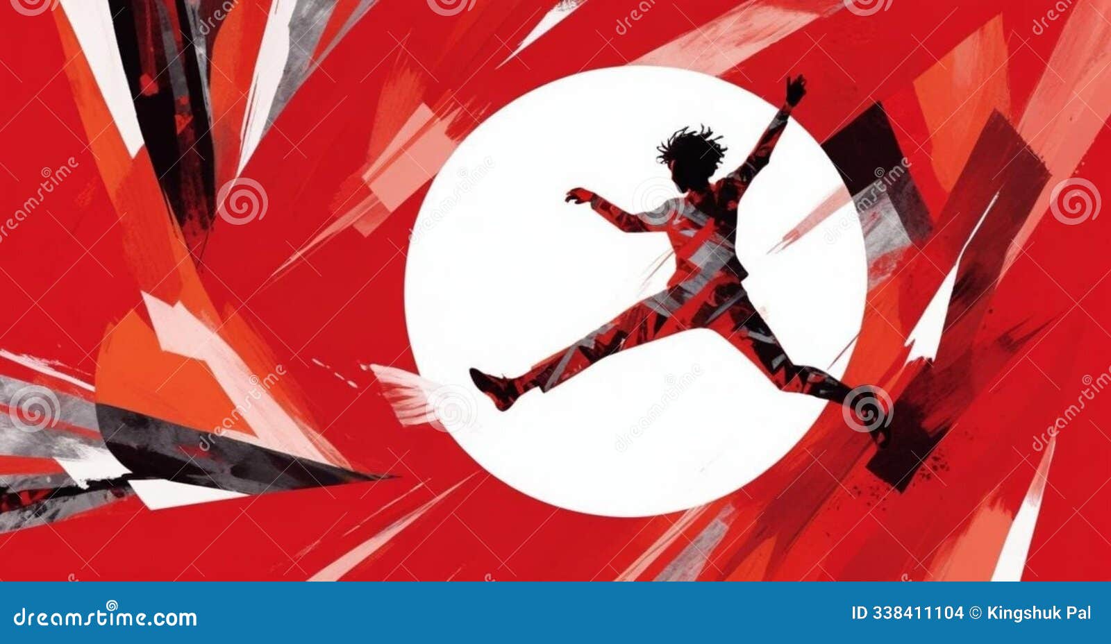 A Silhouette of a Person Falling Against a Bright Red and White ...