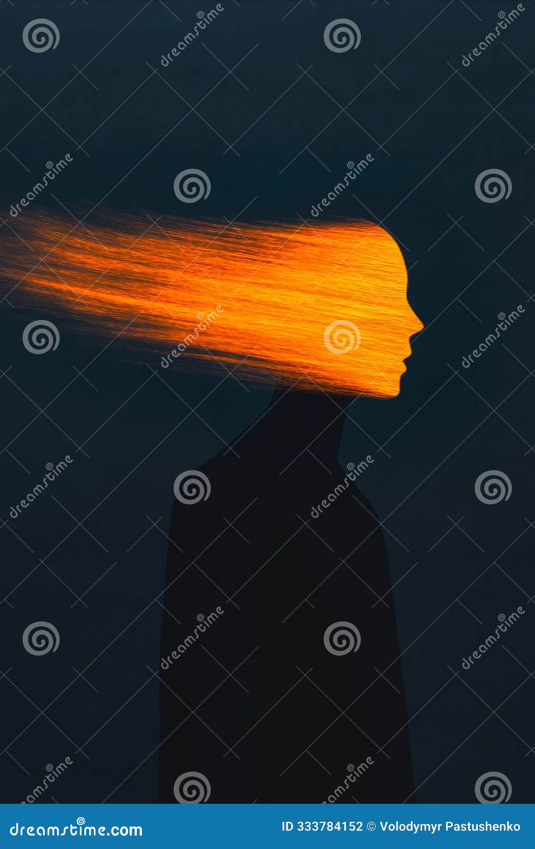 A Silhouette of a Person with a Long Shadow of a Woman S Head Stock ...