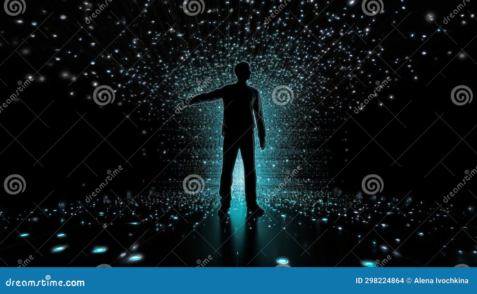 Silhouette of a Person in the Matrix, Virtual Reality, Computer Game ...