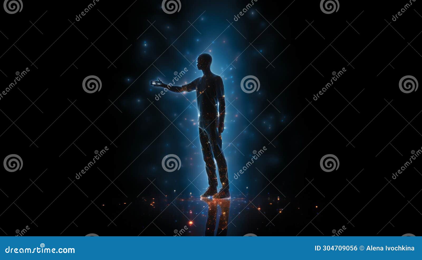 Silhouette of a Person in the Matrix, Virtual Reality, Computer Game ...