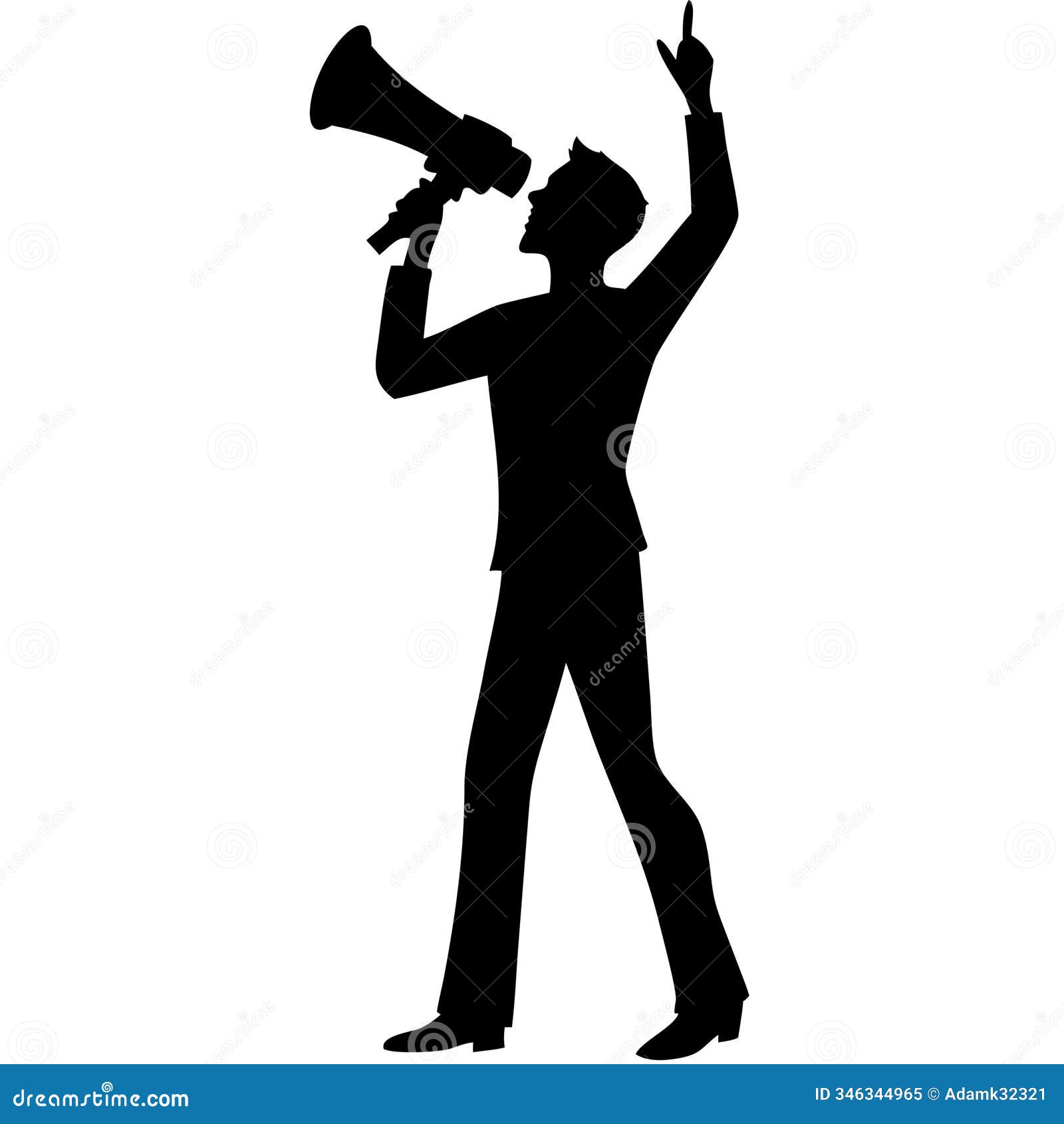 Silhouette of Person with Megaphone in Action for Communication and ...