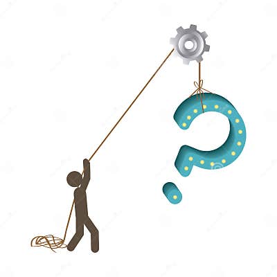 Silhouette Person Pulling Rope Question Mark Stock Illustration ...