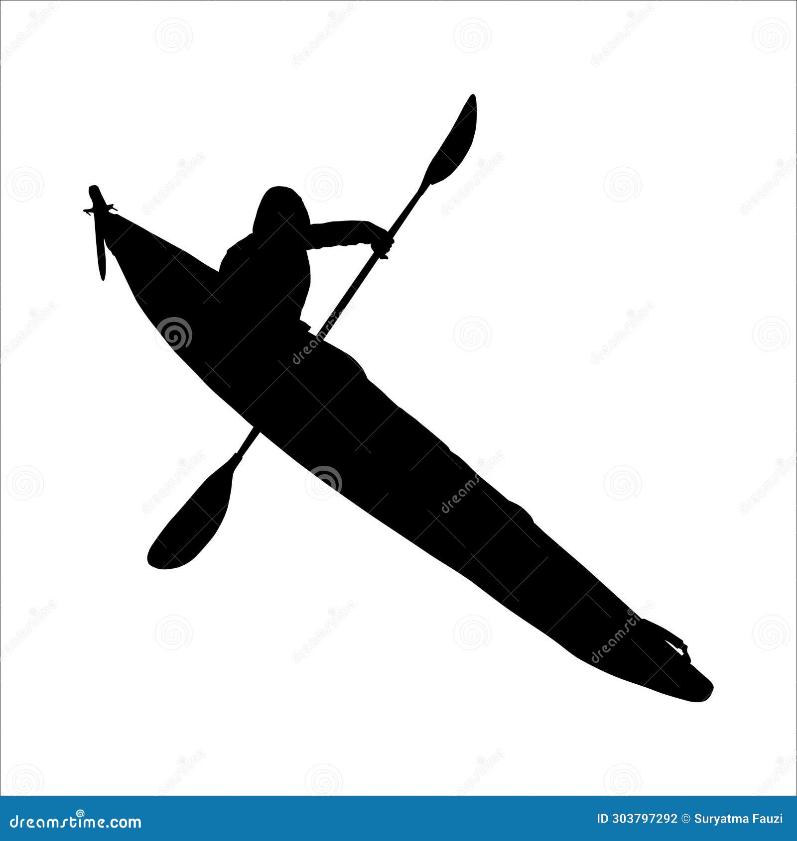 Silhouette of a Person Rowing a Canoe Stock Illustration - Illustration ...