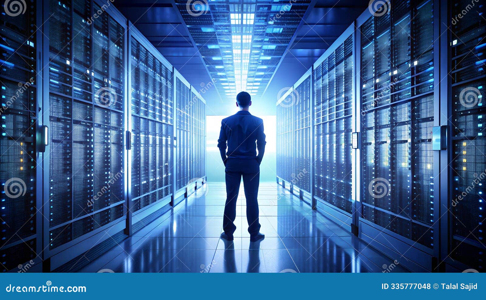 Silhouette of a Person in a Server Room Stock Photo - Image of ...